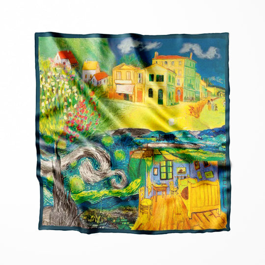 Silk scarf Van Gogh Bright colours - 90x90cm – Maison de la soie